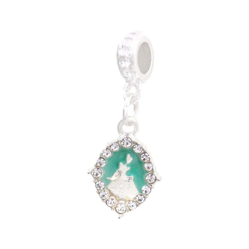 BERLOQUE BANHADO A PRATA PRINCESA COM STRASS TURQUESA - Berloques Banho ...