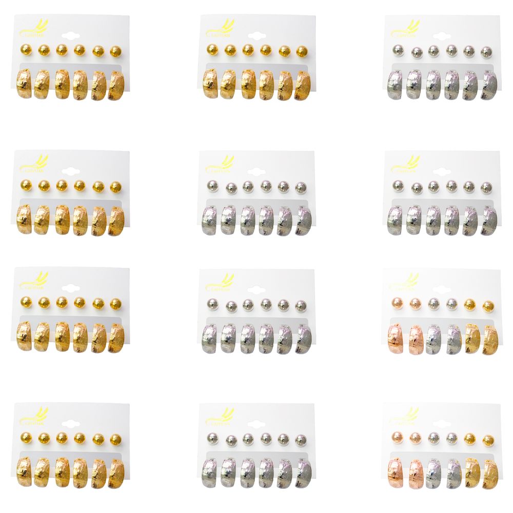 PACOTE COM 12 CARTELAS DE BRINCOS ESFERA E ARGOLA COM PONTOS E TRAÇOS ...