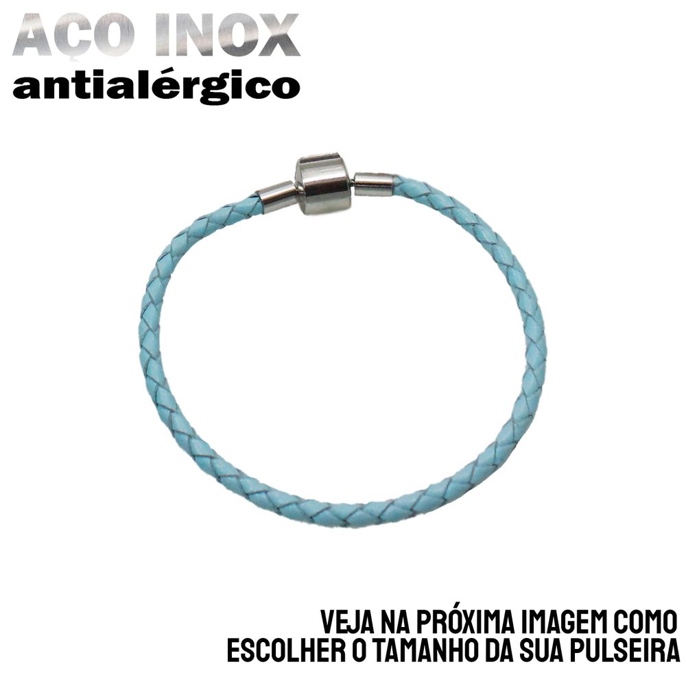 PULSEIRA RÉPLICA PANDORA EM COURO - AÇO INOX - AZUL ESCURO - BIJUTOTAL ...