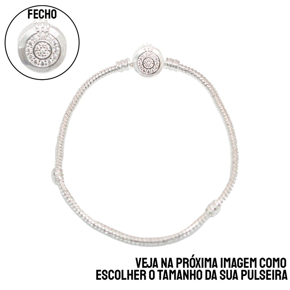 PULSEIRA RÉPLICA PANDORA COM FECHO PANDORA CRAVEJADO BANHADA A PRATA ...